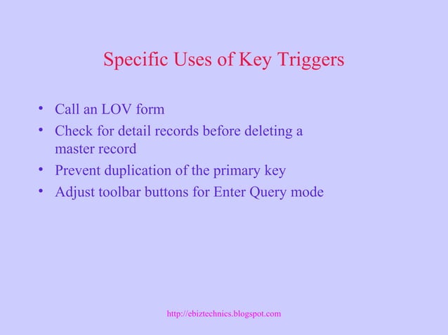 Oracle Forms- key triggers | PPT