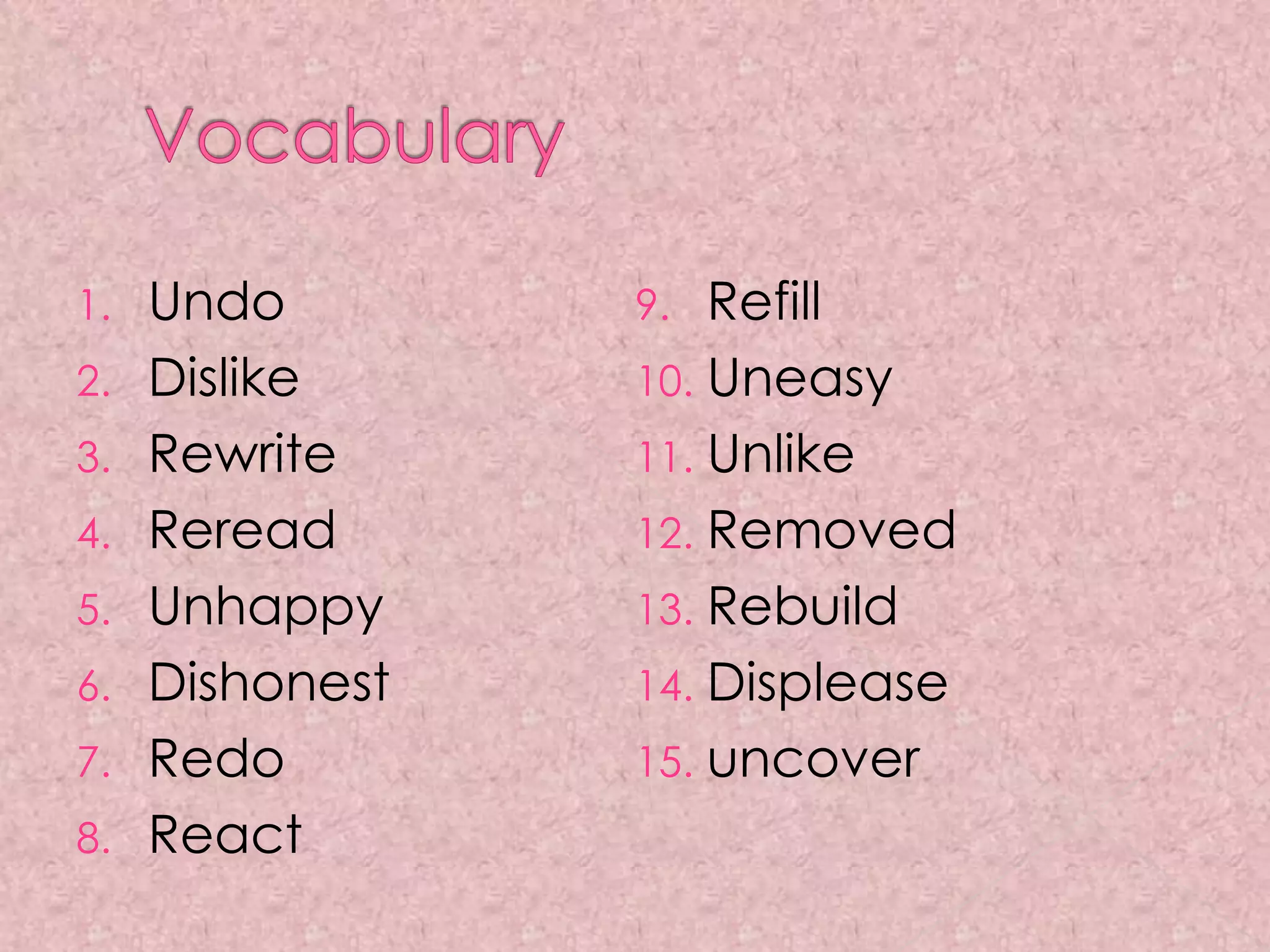 Lesson 19 prefixes un , re-, dis- | PPTX
