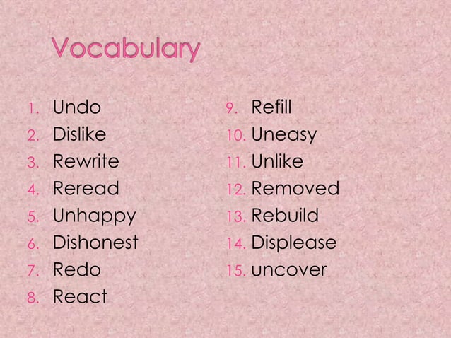 Lesson 19 prefixes un , re-, dis- | PPTX