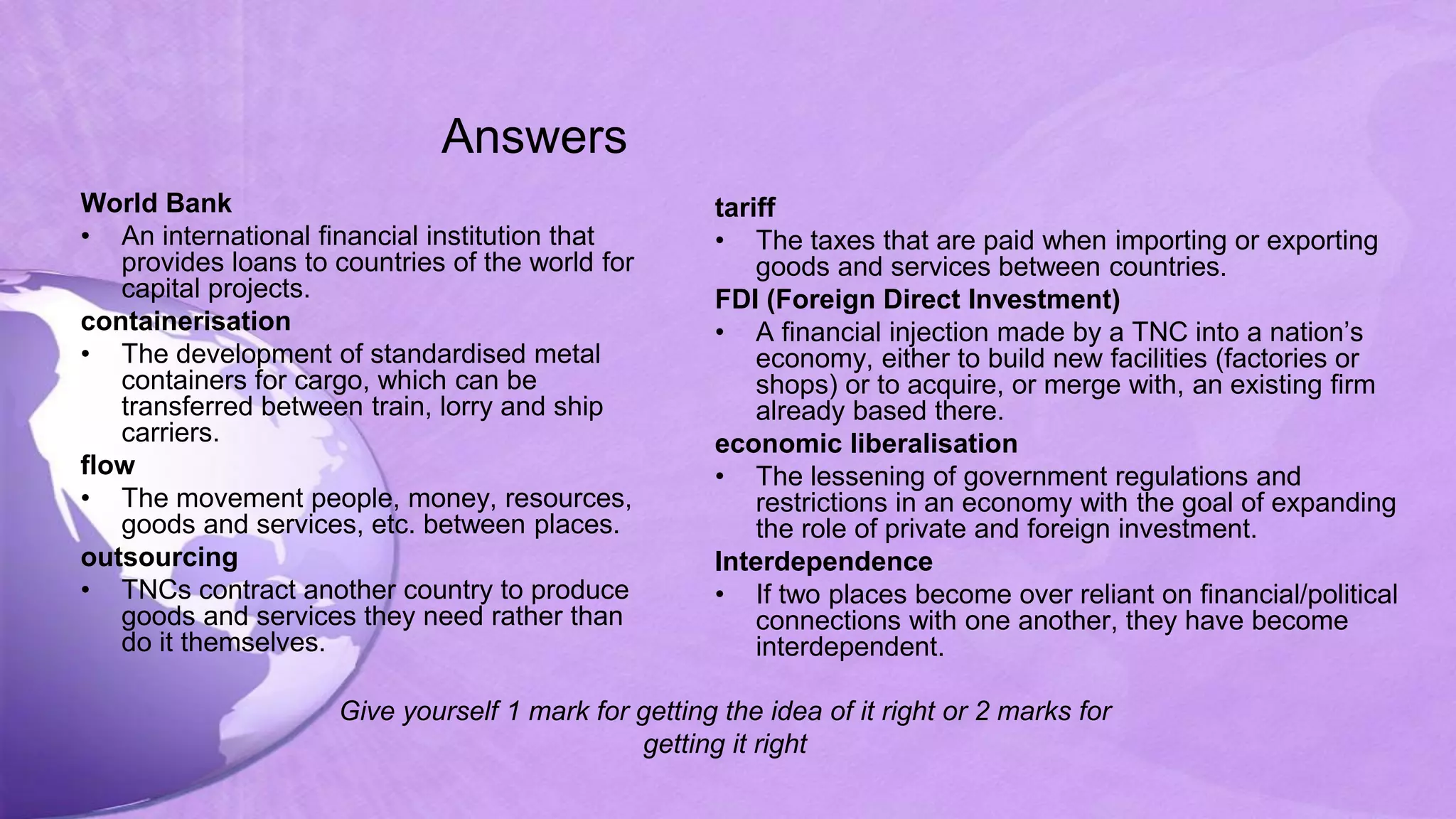 Lesson 1a & 1b introduction to globalisation | PPT