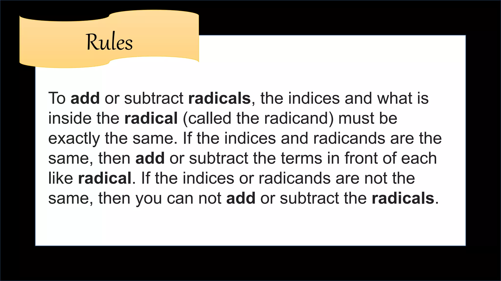 Lesson 1 addition and subtraction of radicals | PPTX