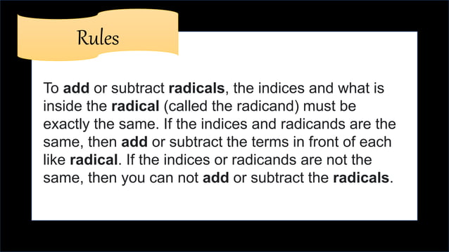 Lesson 1 addition and subtraction of radicals | PPTX