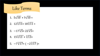 Lesson 1 addition and subtraction of radicals | PPTX
