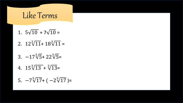 Lesson 1 addition and subtraction of radicals | PPTX