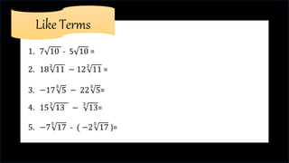 Lesson 1 addition and subtraction of radicals | PPTX