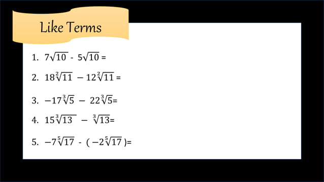 Lesson 1 addition and subtraction of radicals | PPTX