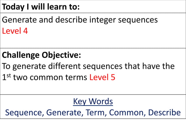 Lesson 1 algebra 1 number sequences basic | PPT