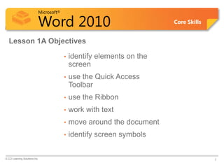 Word Lesson 1a powerpoint | PPTX