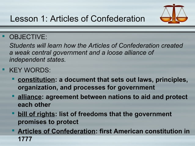 Guided Notes Lesson 1: Articles of Confederation | PPT