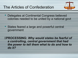 Guided Notes Lesson 1: Articles of Confederation | PPT