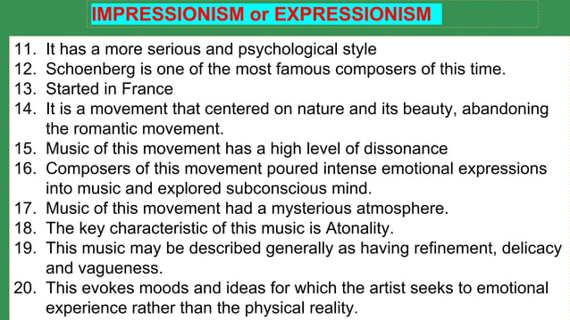 EXPRESSIONISM MUSIC | PPTX | Classical Music | Music
