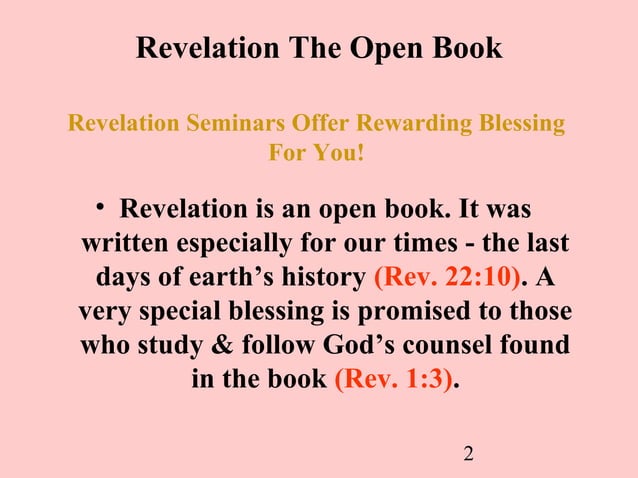 Lesson 1(b) revelation seminars a bible prophecy adventure | PPT