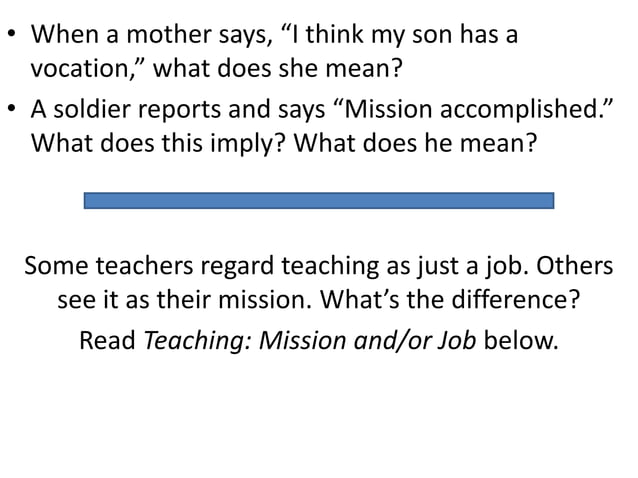 Lesson 1c - Teaching as a Vocation and Mission.pptx | Professional School | Postgraduate Education