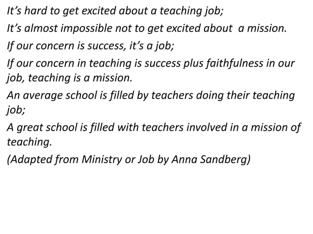 Lesson 1c - Teaching as a Vocation and Mission.pptx | Professional School | Postgraduate Education