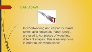 Lesson 1 inCarpentry tools and equipment. | PPT