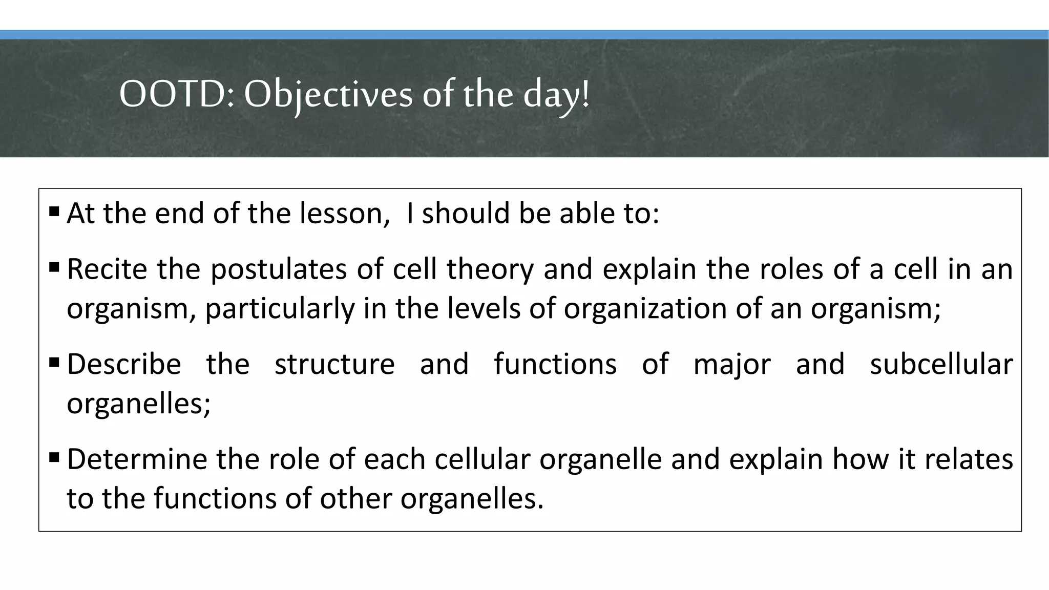 General Biology 1 - Lesson 1: Cell (structure,function, and theory) | PPTX
