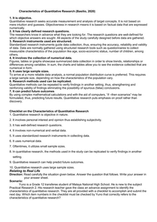 Lesson 1 Characteristics of Quantitative Research.docx
