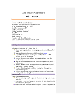 Kindergarten Practicum - Lesson 1 - 2019 | PDF