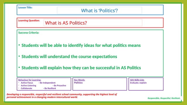 Lesson 1 Course Introduction.pptx uk as level politics | PPT