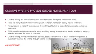 Lesson 1 creative writing | PPTX