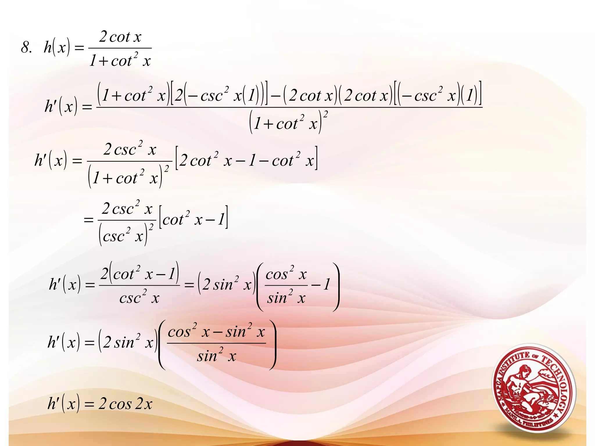 Lesson 1 derivative of trigonometric functions | PPT