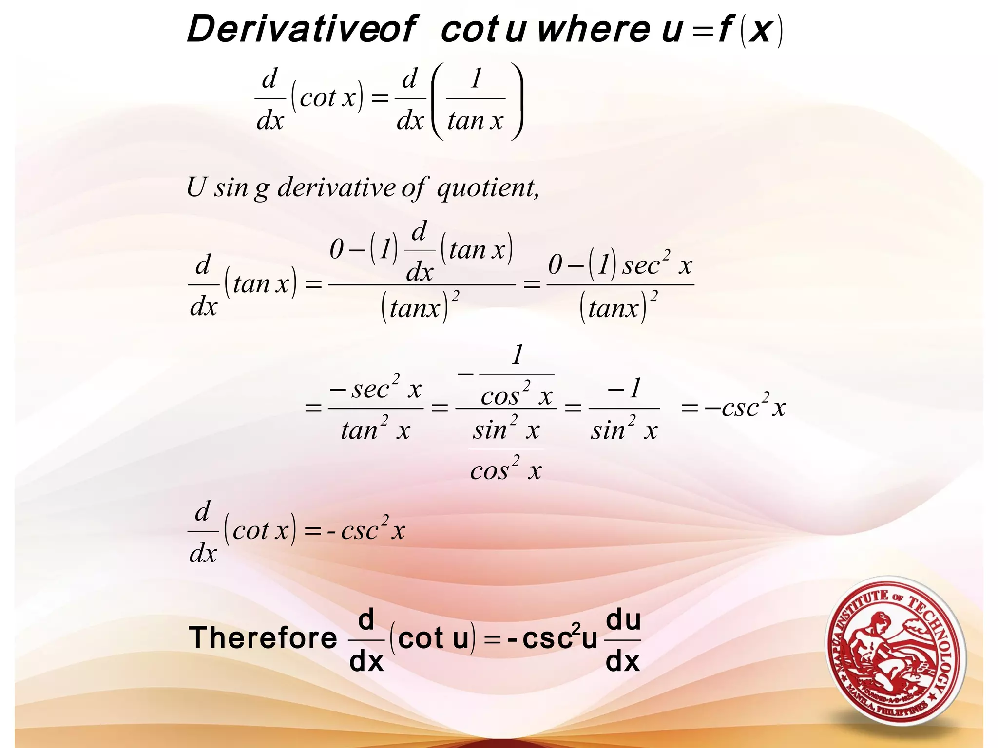 Lesson 1 derivative of trigonometric functions | PPT