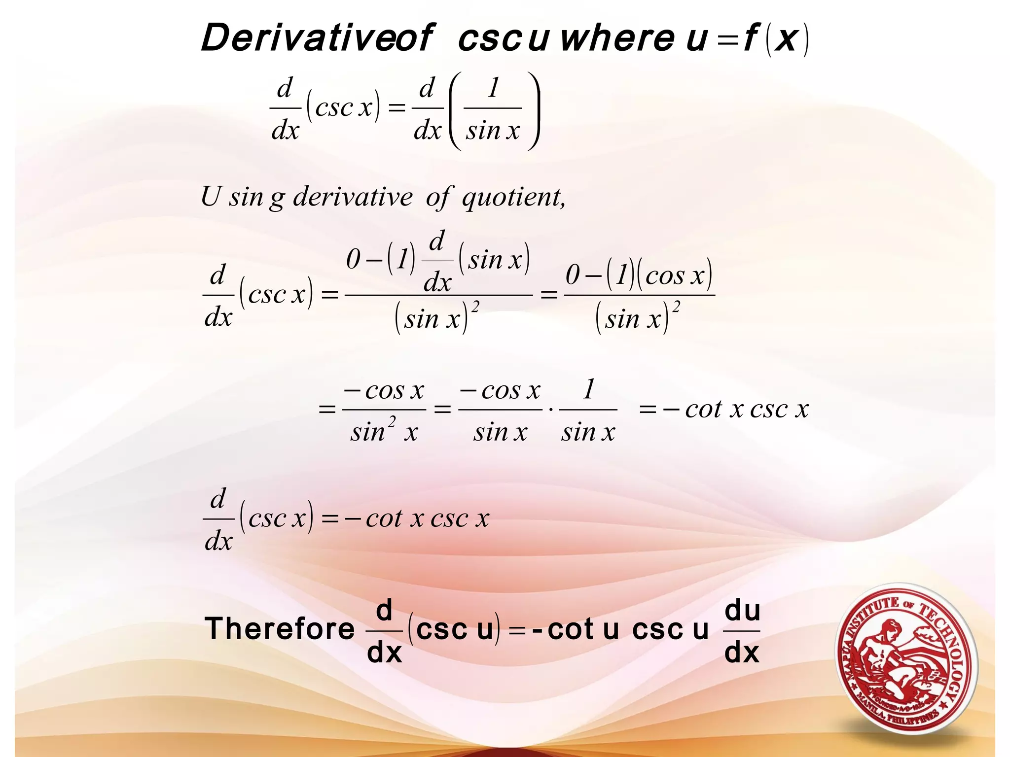 Lesson 1 derivative of trigonometric functions | PPT