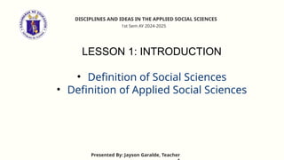 Lesson 1_ Definition of Applied Social Sciences | PPTX