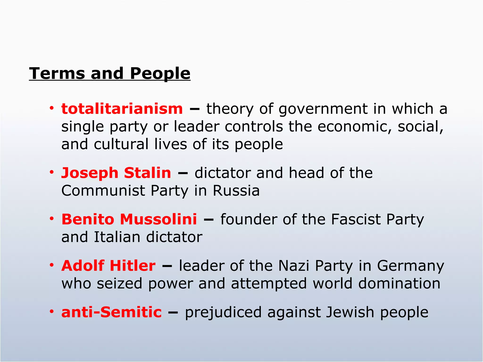 Lesson 1 Dictators & War | PPT