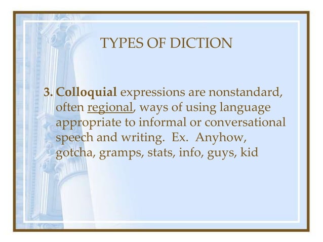 Levels & Types of Diction | PPTX