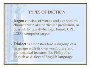 Levels & Types of Diction | PPTX