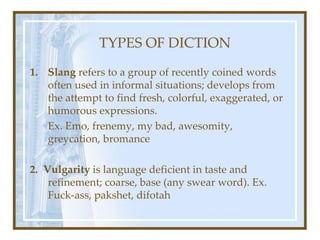 Levels & Types of Diction | PPTX