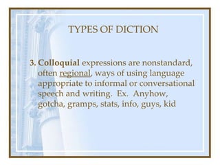 Levels & Types of Diction | PPT