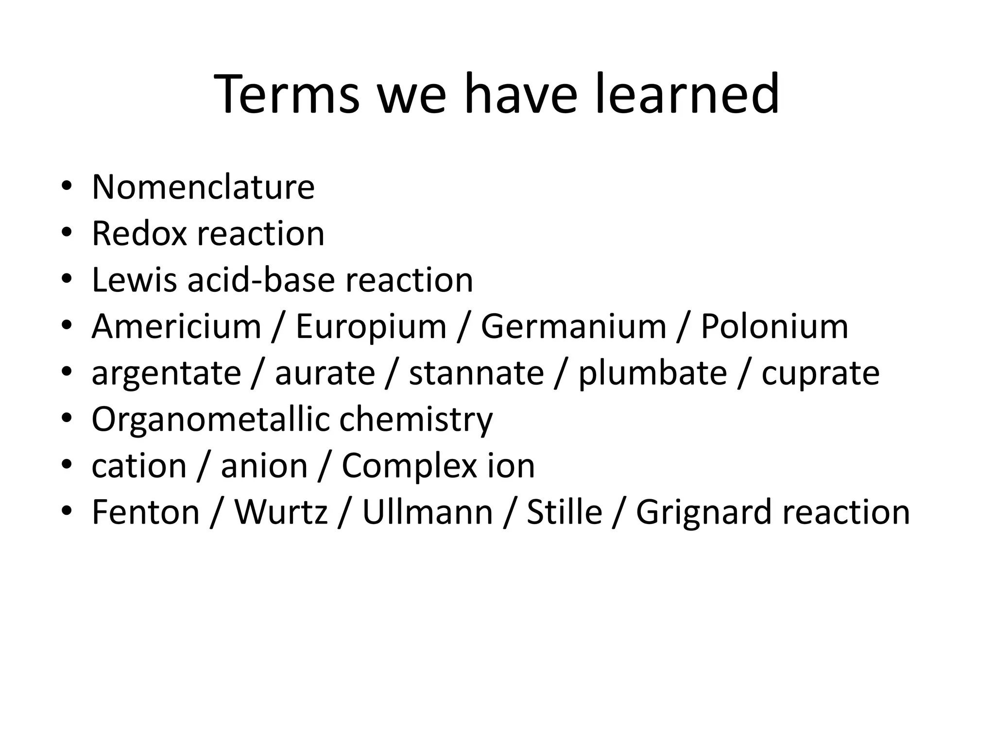 Chemical Terminology: Lesson 1 elements and reactions | PDF