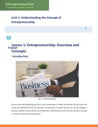 Lesson 1 Entrepreneurship Overview and Concepts for print.docx