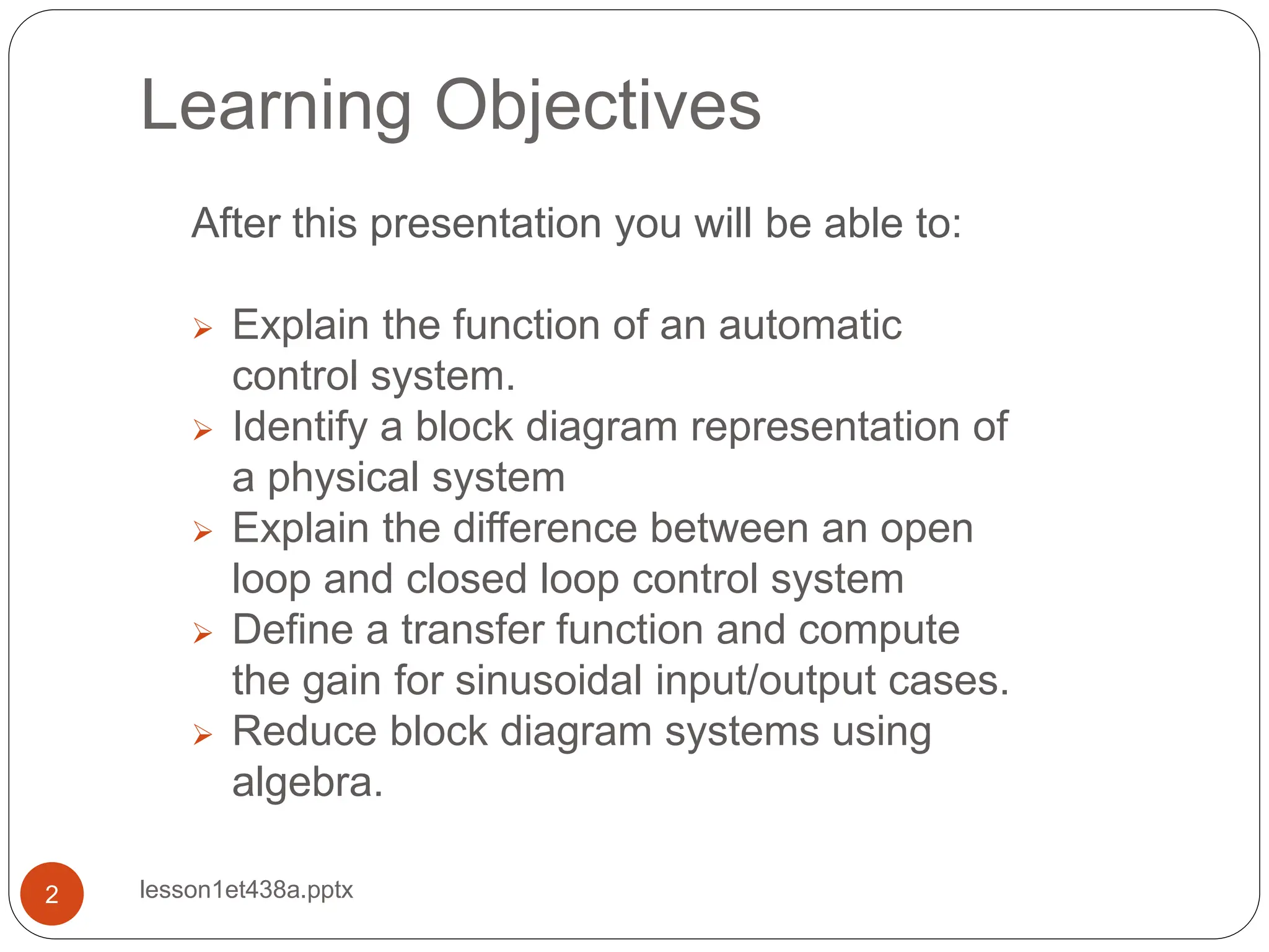 Control system basics chapter 1 with applications | PPSX