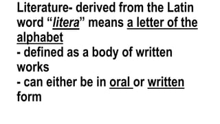 21st Century Literature Quarter 1 Module 1lesson 1 (exploring lit forms ...