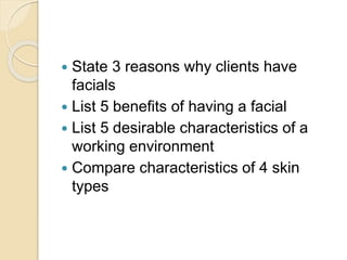 Lesson 1 facials 21.4.15