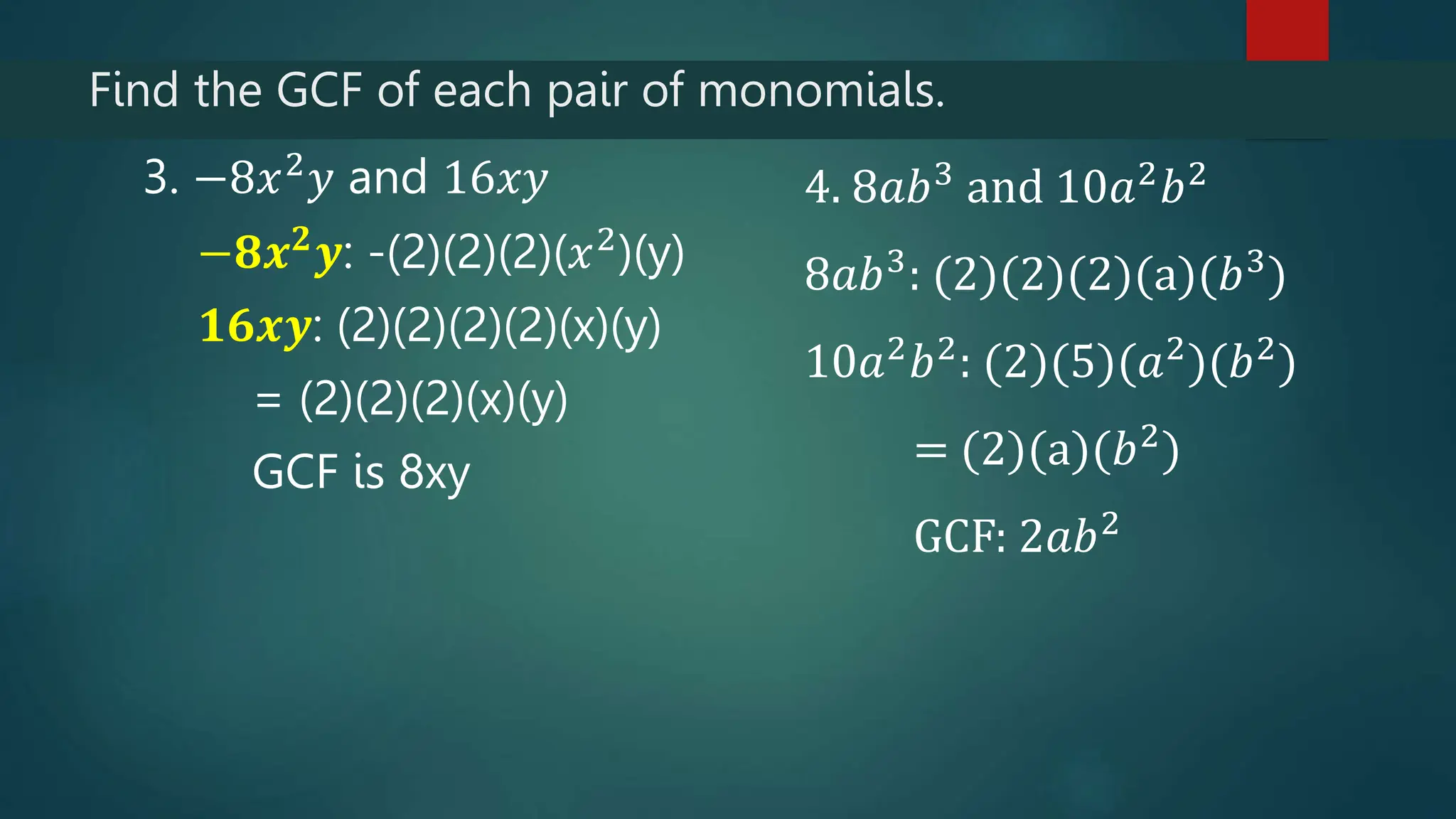 Lesson 1, Factoring Polynomials for Grade 8.pptx