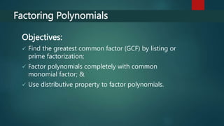 Lesson 1, Factoring Polynomials for Grade 8.pptx