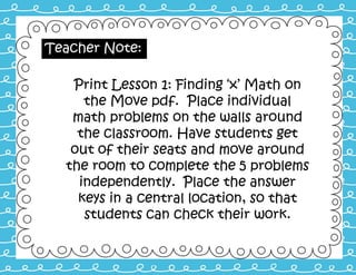 Math on the Move:Combining Like Terms and Distributive Property | PPT