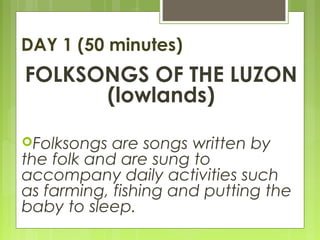 Lesson 1 FOLK SONGS Revised 2018 | PPT