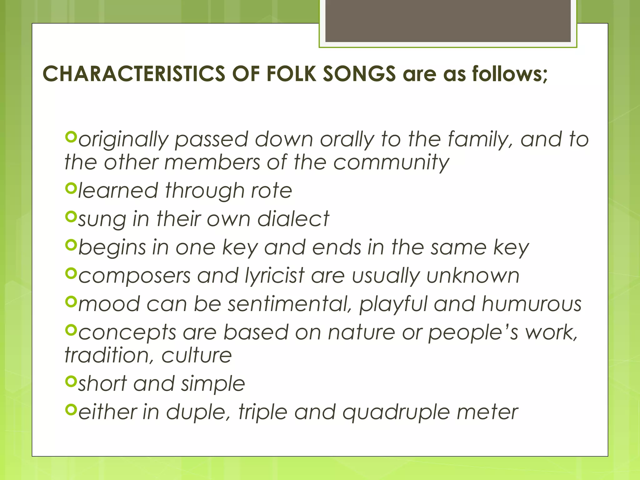 Lesson 1 Folk Song | PPT