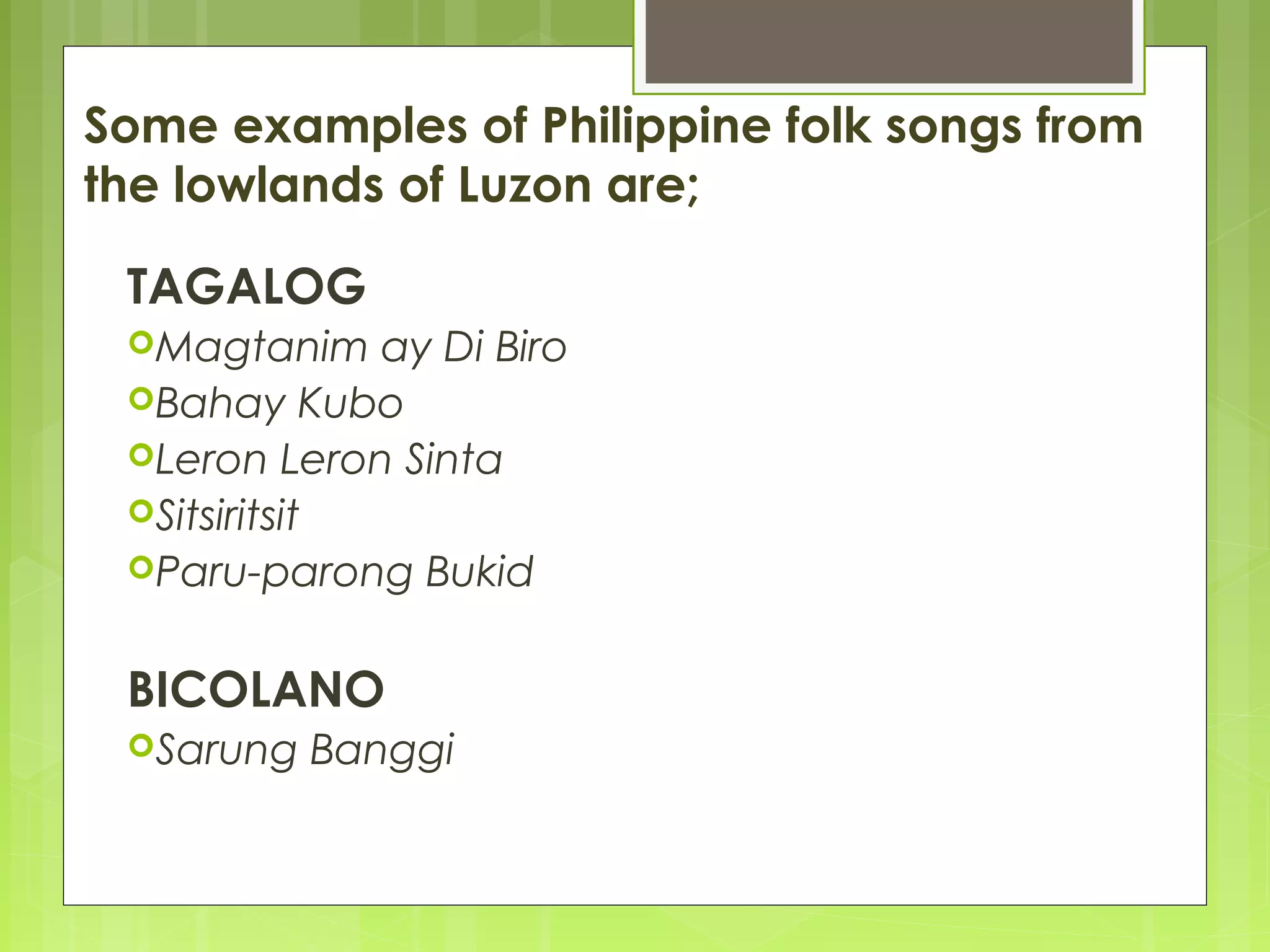 Lesson 1 Folk Song | PPT