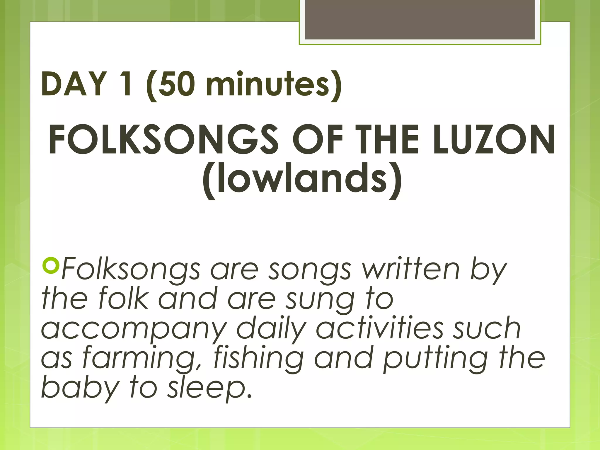 Lesson 1 Folk Song | PPT