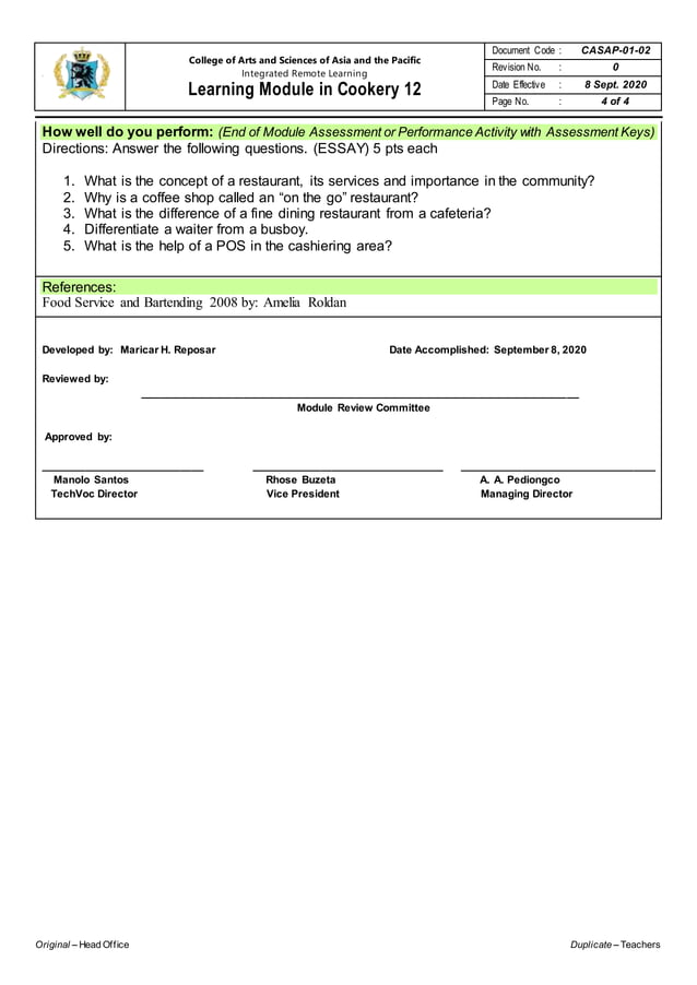 Lesson 1 food_and_beverage_services_g12 | DOC | Bars & Restaurants ...