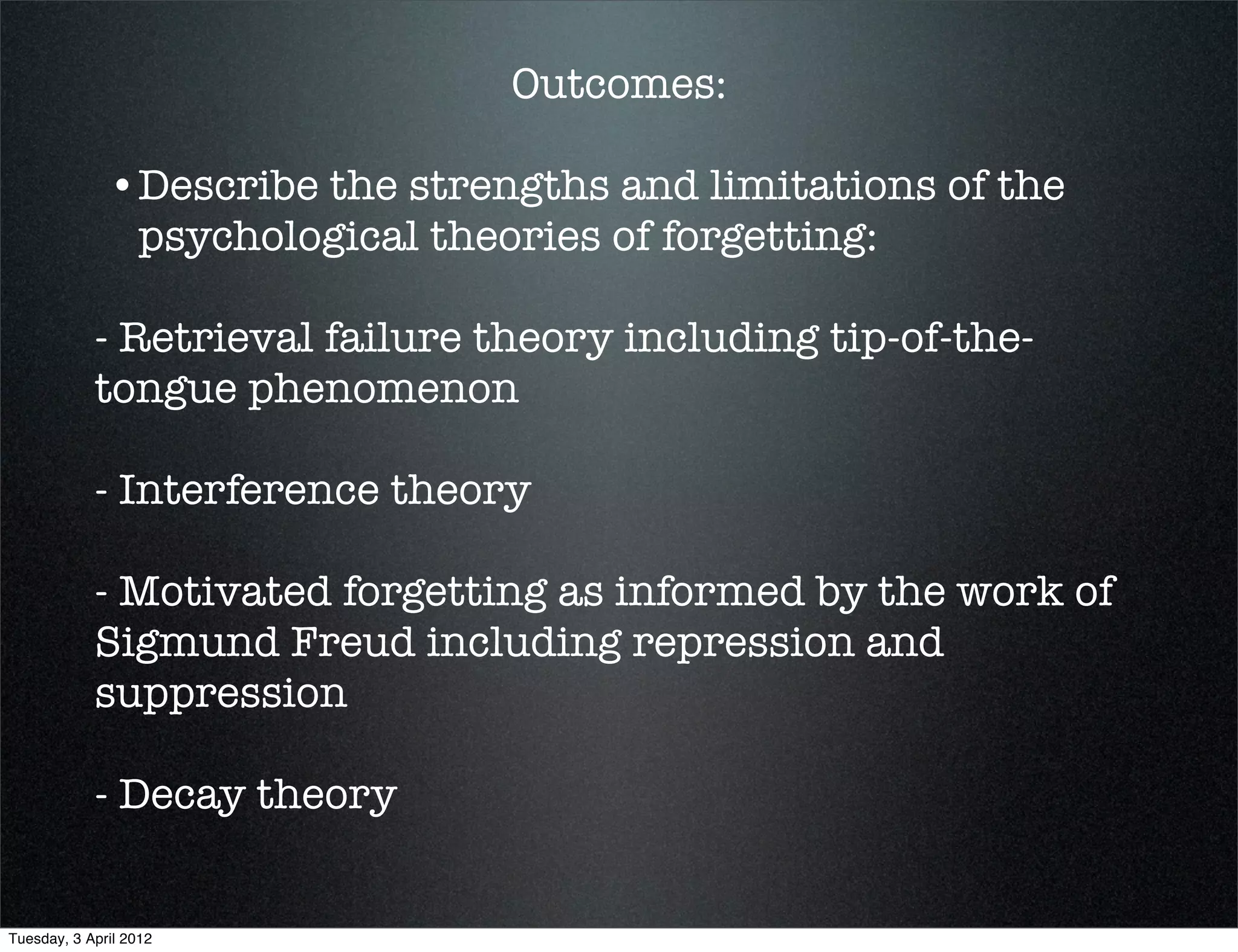 Lesson 1 forgetting & memory loss | PDF