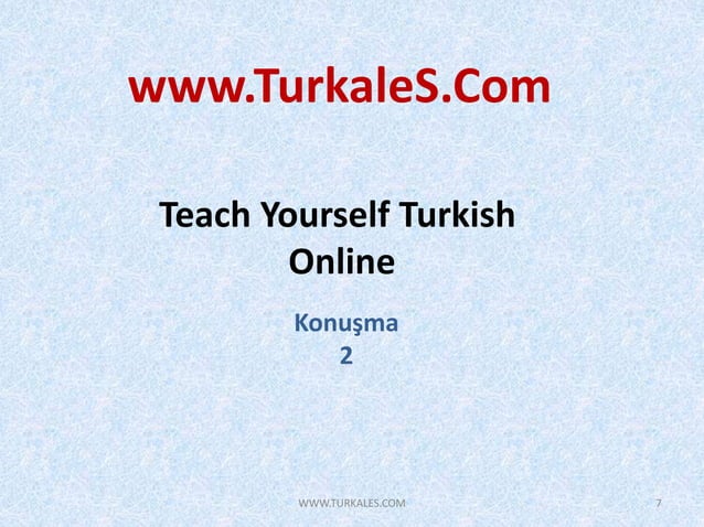 Teach Yourself Turkish :Lesson 1 greetings | PPSX