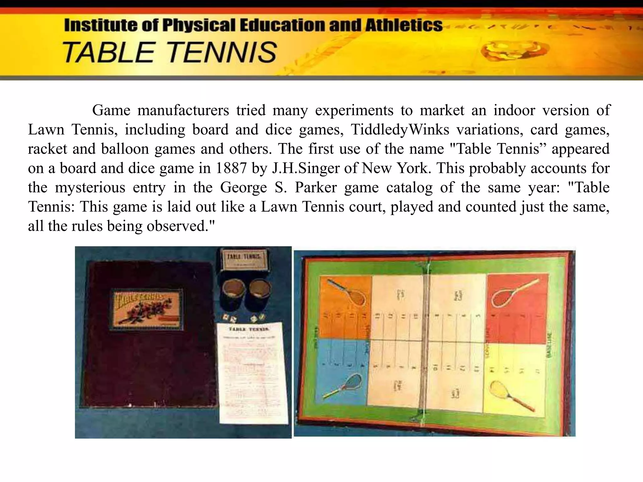 Lesson 1 History of Table Tennis | PPSX