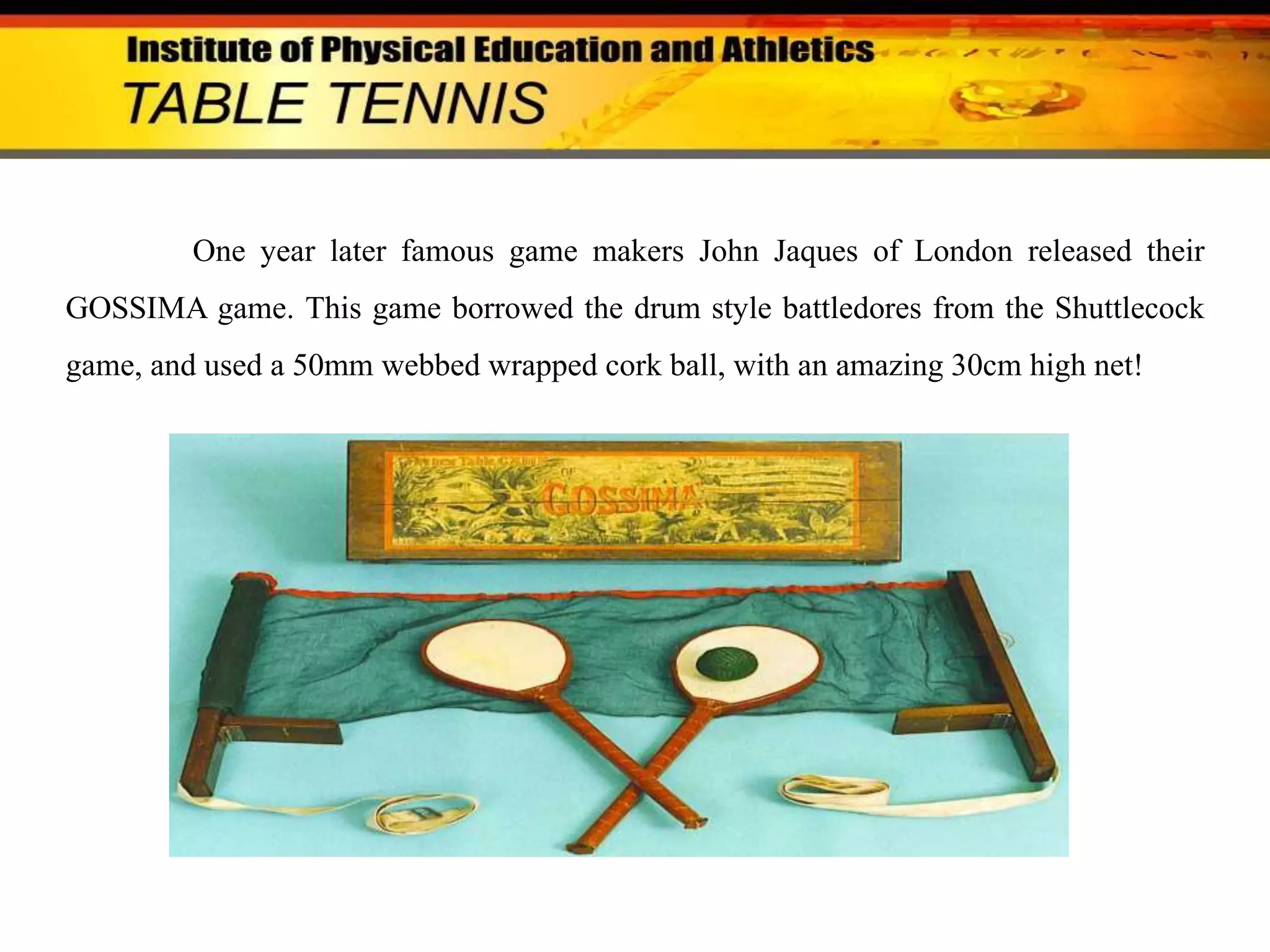 Lesson 1 History of Table Tennis | PPSX